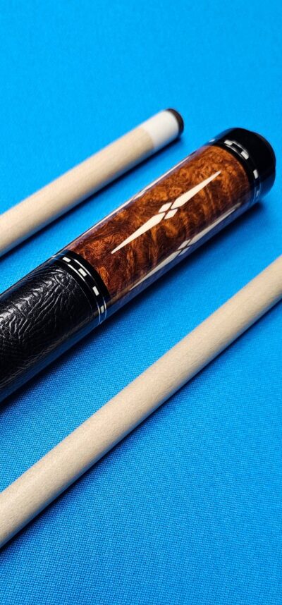 Ariel Carmeli Fiddle Back & Blonde Amboyna Burl – SOLD! - Crossroad Cues