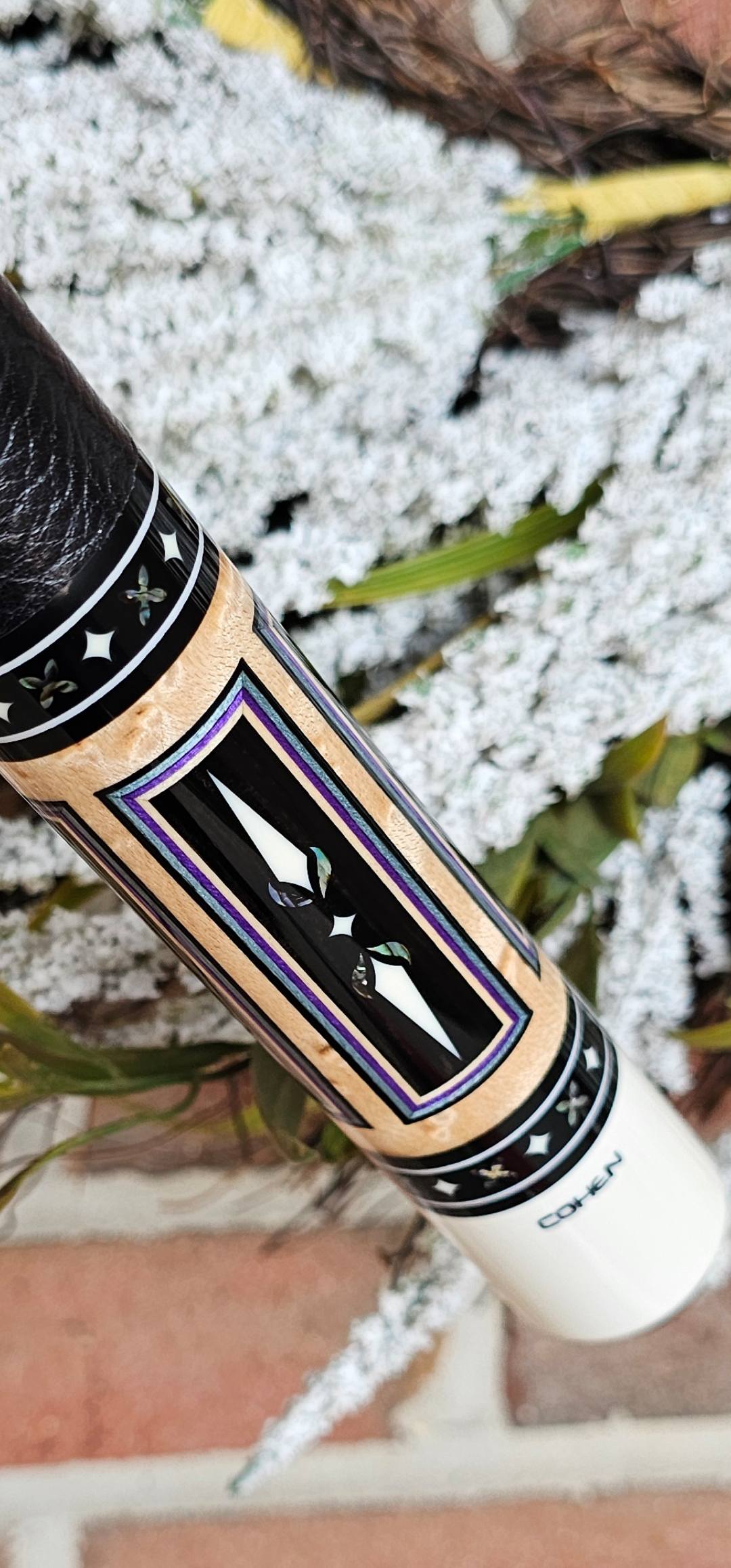 Eddie Cohen Big Monster Custom Cue – SOLD! - Crossroad Cues