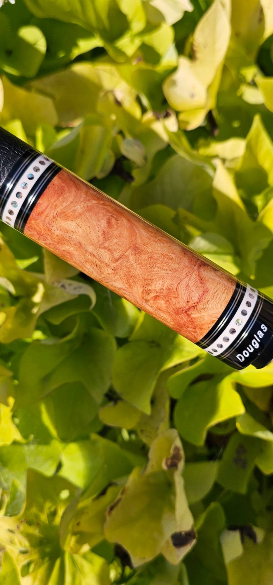 Douglas Moore Amboyna Burl Custom Cue – SOLD! - Crossroad Cues