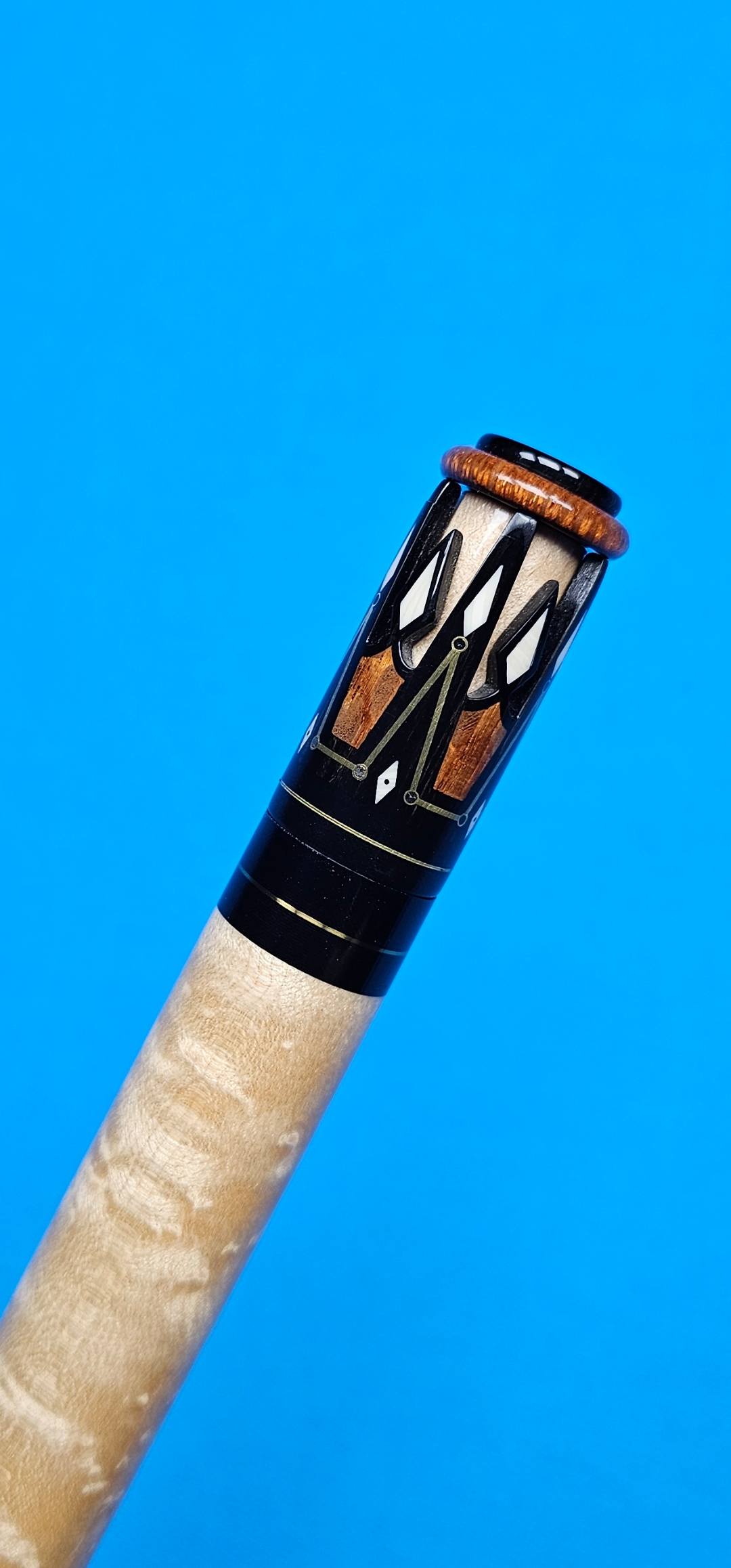 Bob Manzino Ebony & Lacewood Cue – SOLD! - Crossroad Cues