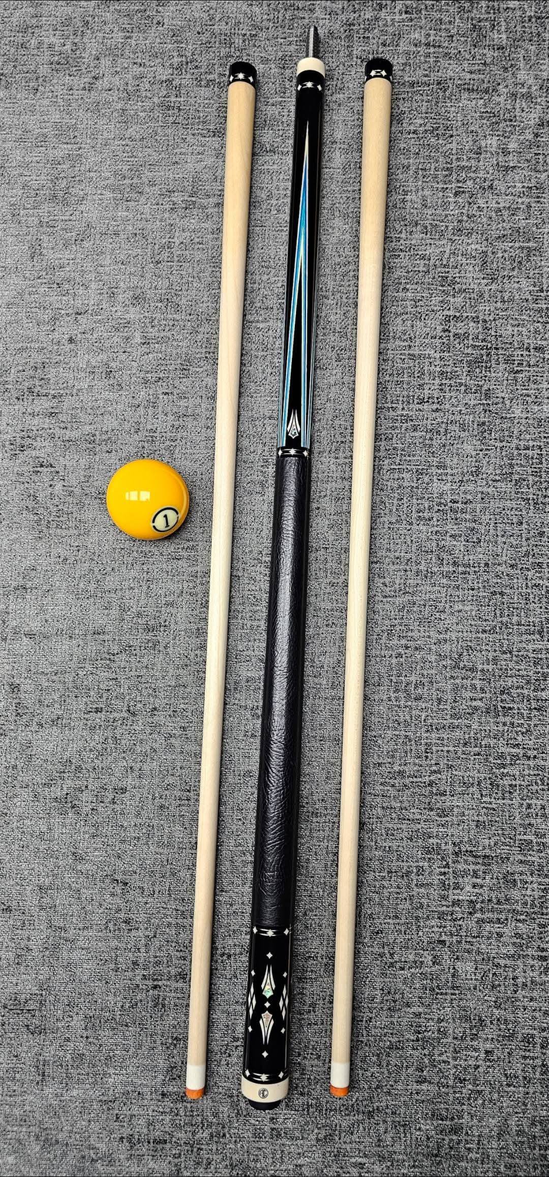 Ariel Carmeli All Ebony w/ Double Blue Veneers - Crossroad Cues